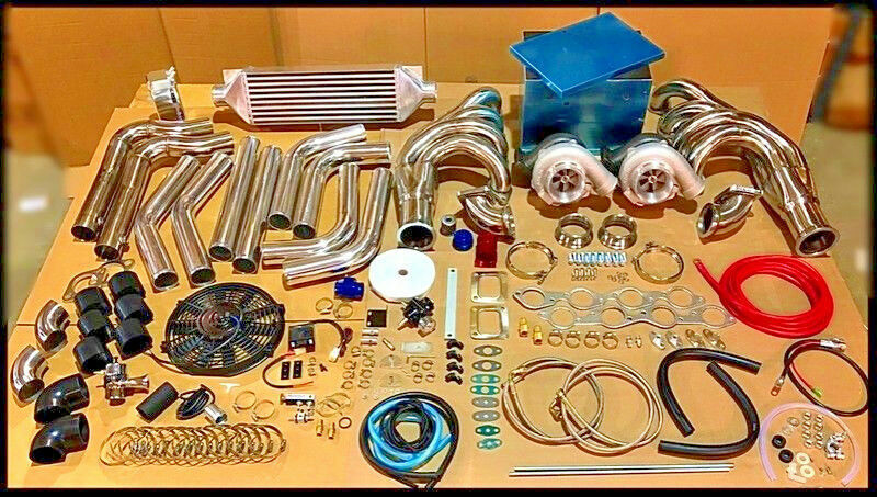 2X GT45 BBC T4 TWIN TURBO KIT FOR GM CHEVY BIG BLOCK 427 454 396 502 5 ...